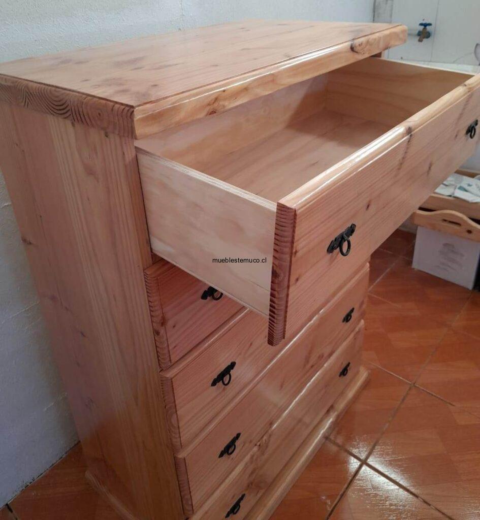 Cómoda de madera de pino oregón de 5 cajones – Muebles Temuco